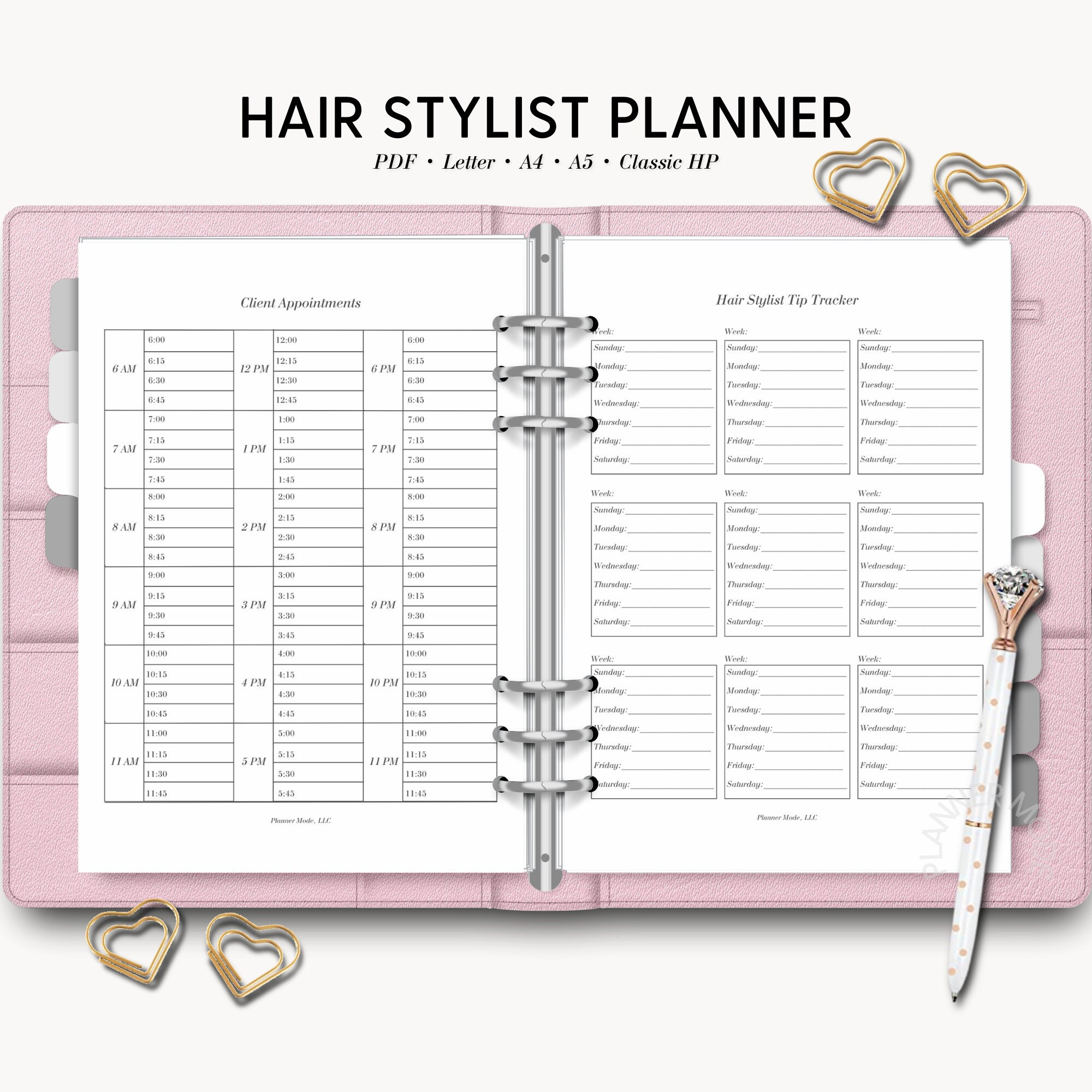 Hair Stylist Planner Printable, Hair Salon Business Owner, Hair Client ...