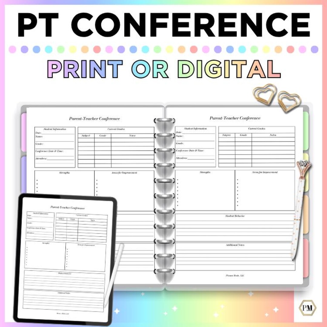 Parent Teacher Conference Notes: Student Progress Overview (digital ...