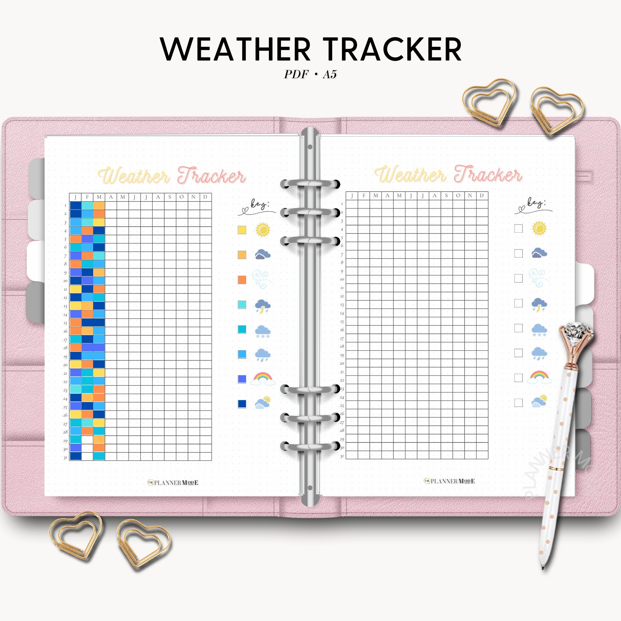 Weather Tracker, Weather Report Tracker, Weather Log, Yearly ...