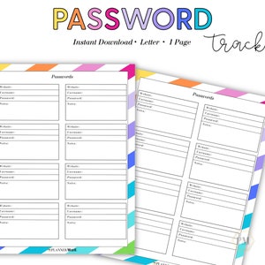 Password Log, Password Keeper, Printable Password Tracker, Website ...