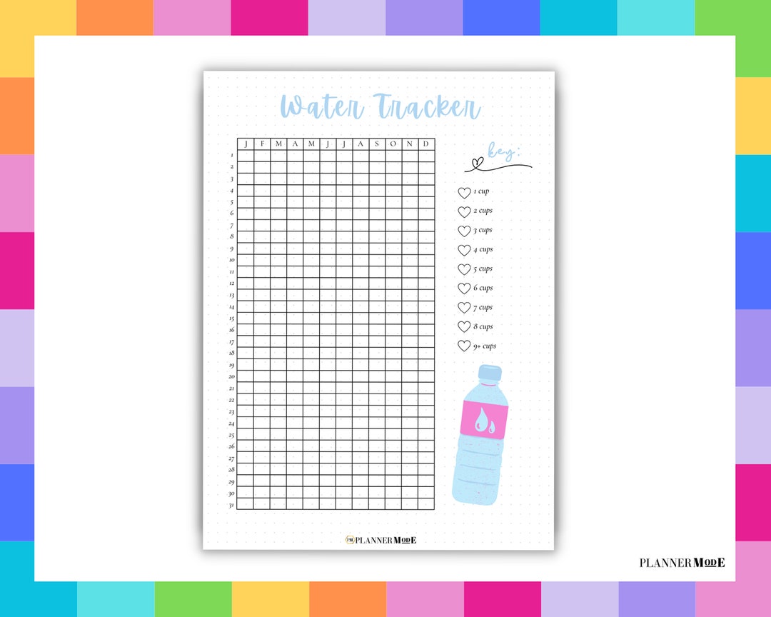 Water Tracker, Daily Water Intake, Water Log, Hydration Log, A5 Dot ...