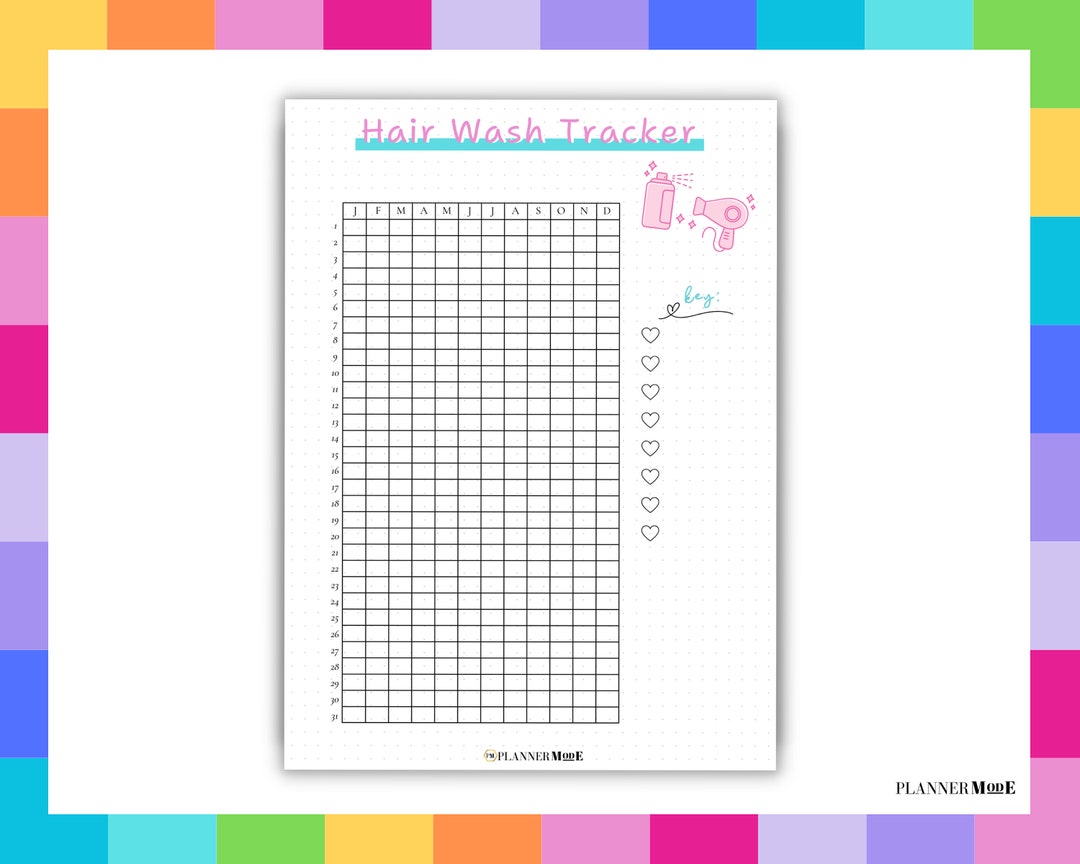 Hair Wash Tracker, Hair Care Log, Salon Appointments, Hair Salon Visits ...