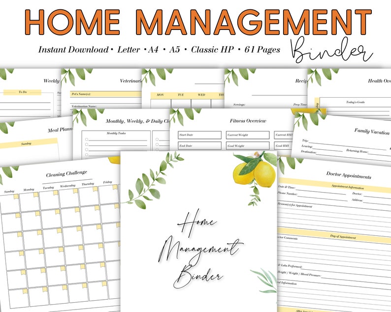 Home Planner Printable, Home Management Binder, Home Binder, Household ...