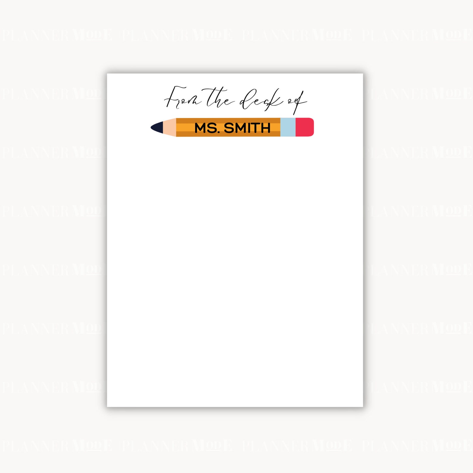 Pencil Teacher Notepad, Office Notepad, Personalized Stationary ...