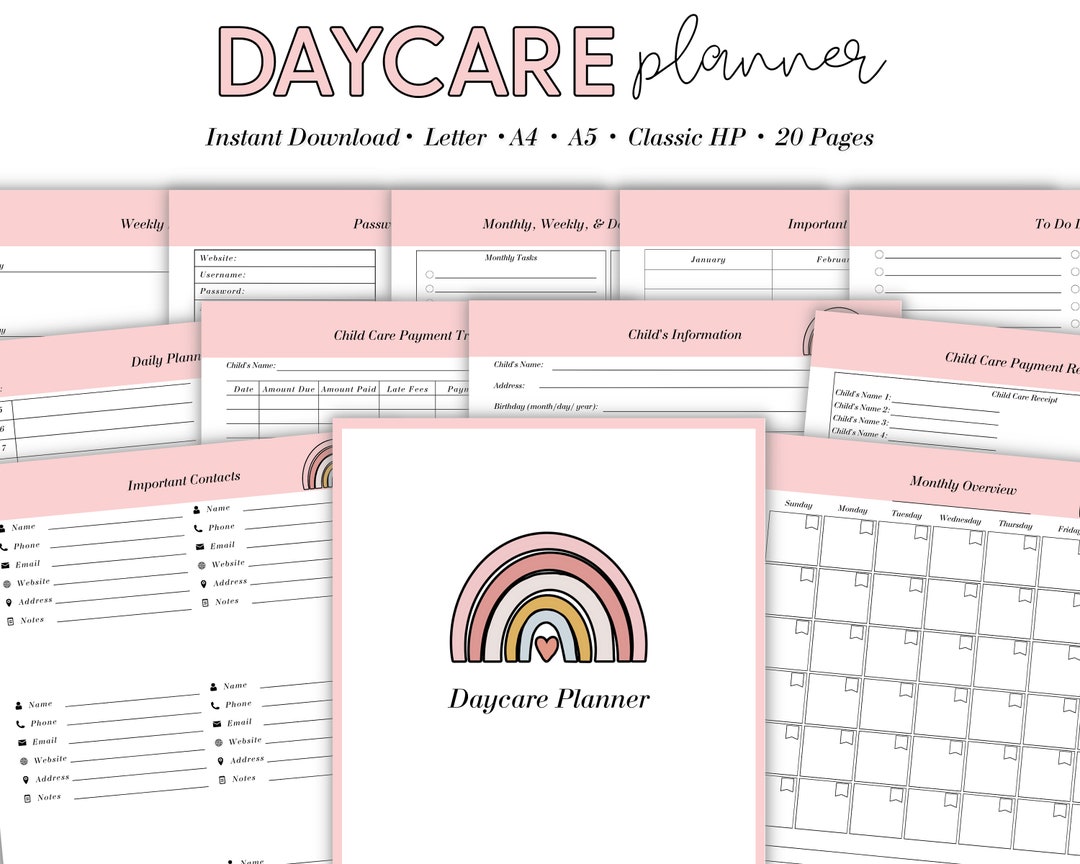 Daycare Forms Bundle, Business Planner, Child Care Planner, Printable ...