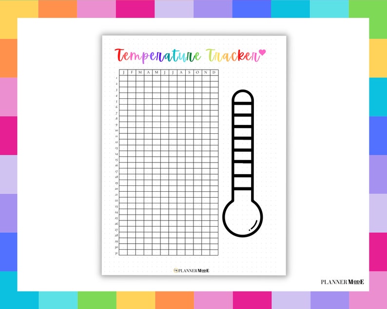 Temperature Tracker, Weather Log, Yearly Temperature Tracker, Fever ...