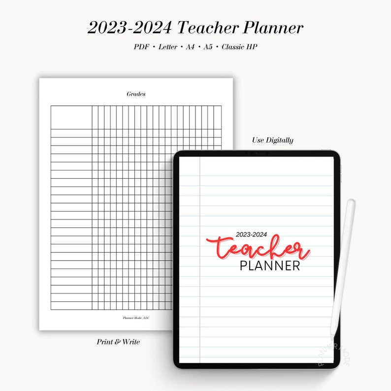 2023 2024 Teacher Planner Printable Teacher Planner - Etsy