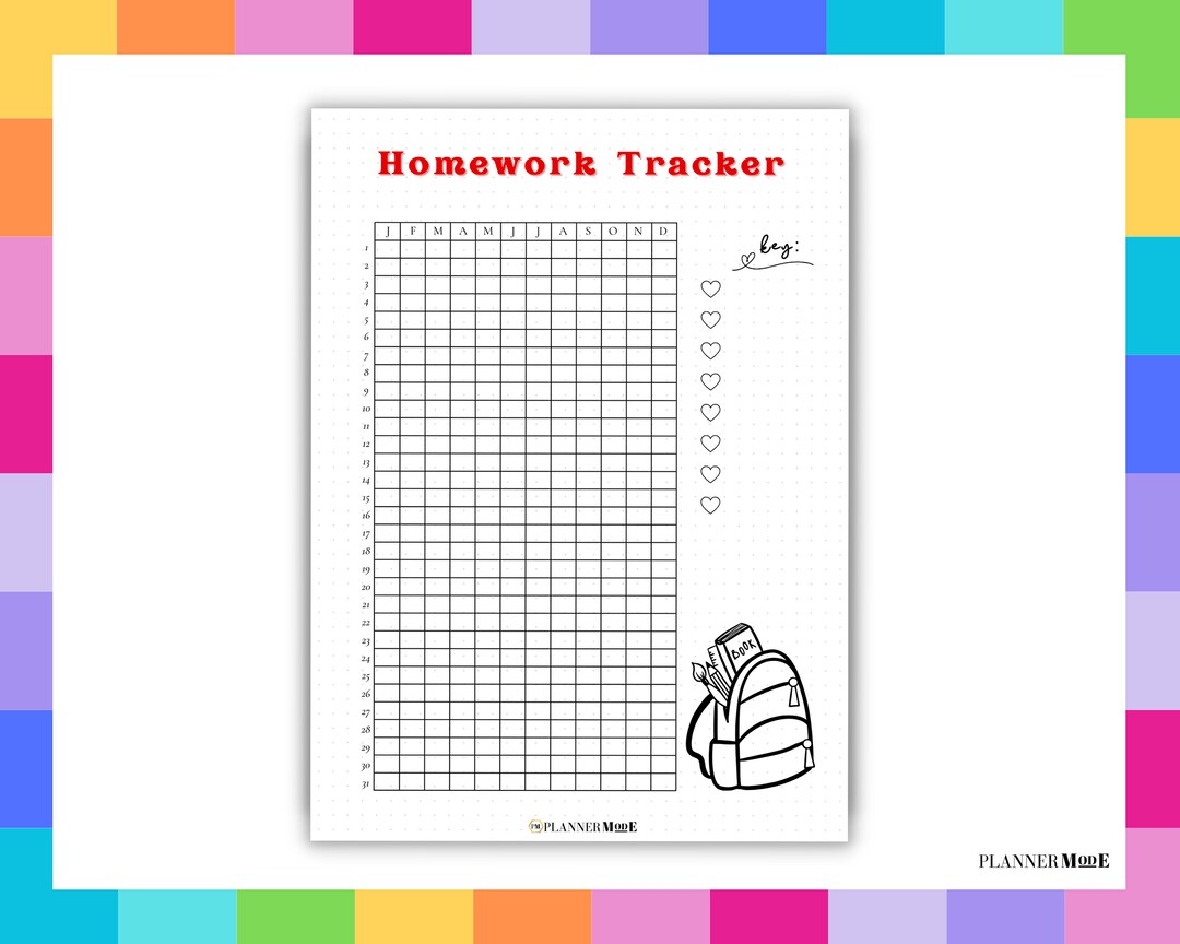 Homework Tracker, School Homework, Class Assignments, Student Tracker ...