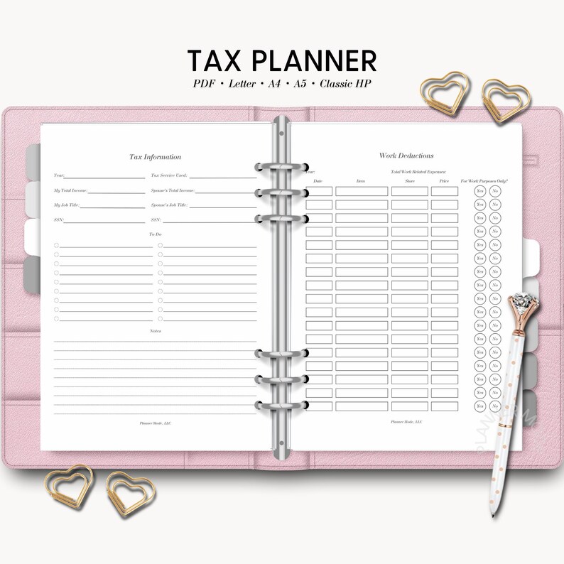 Tax Season, Tax Binder, Job Search Tracker, Job Expense Tracker ...