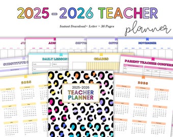 Teacher Planner 2025-2026 Printable Planner - Etsy