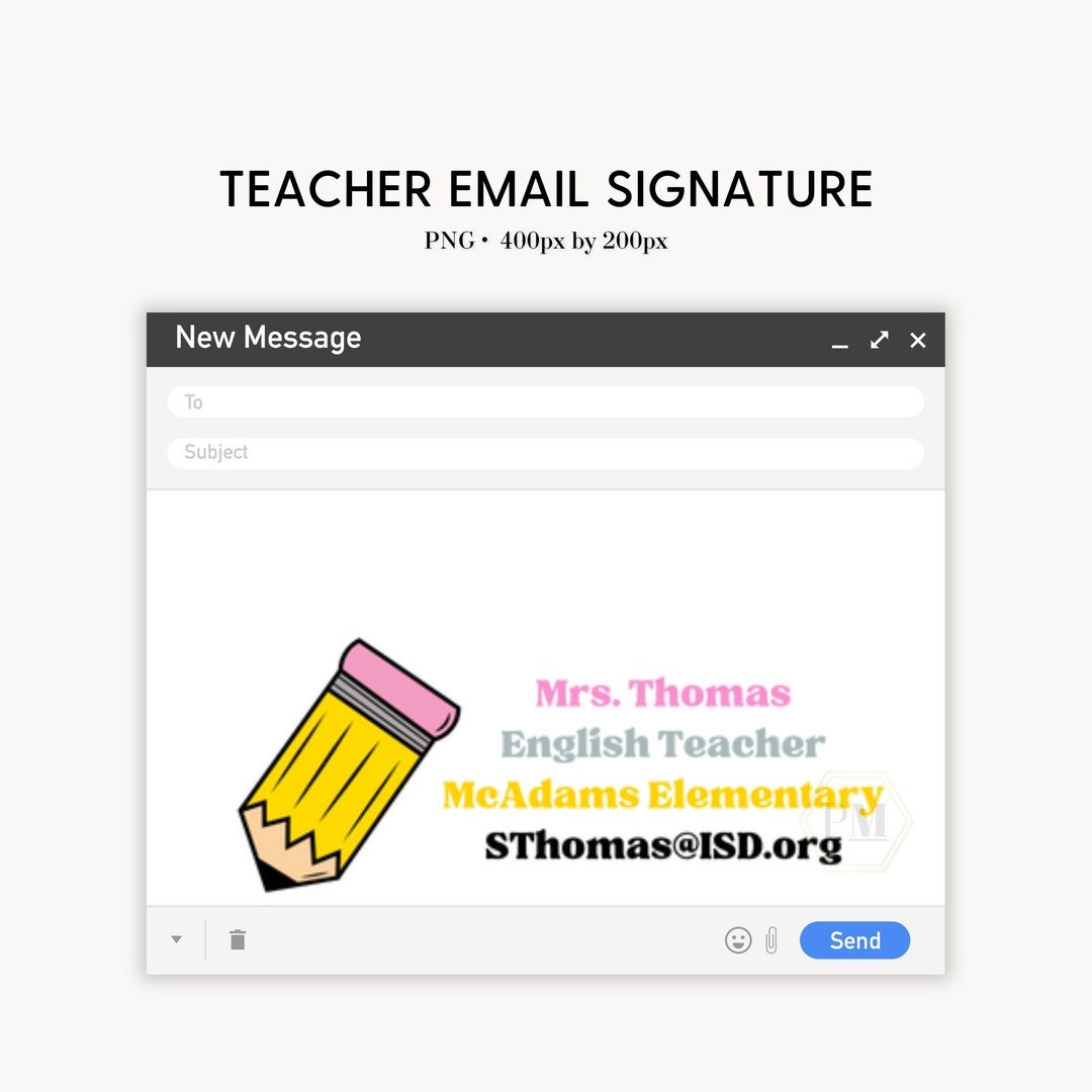 Pencil Teacher Email Signature, Gmail Signature, Custom Email Signature ...
