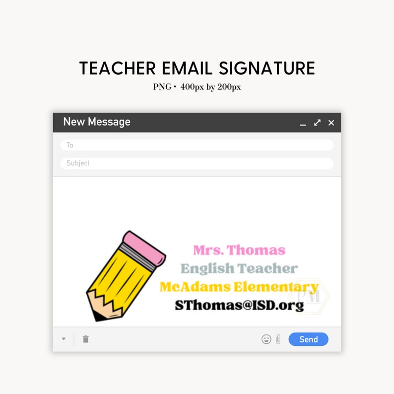 Pencil Teacher Email Signature, Gmail Signature, Custom Email Signature ...