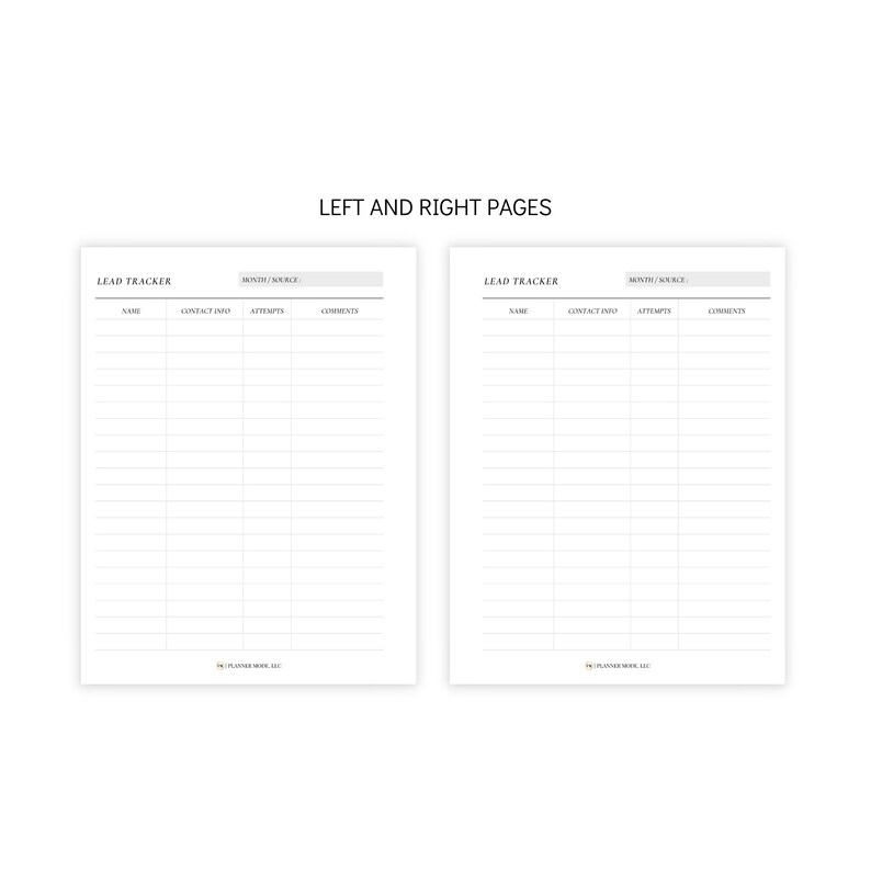 Lead Tracker, Printable Leads, Leads Insert, Minimal Leads Log - Etsy