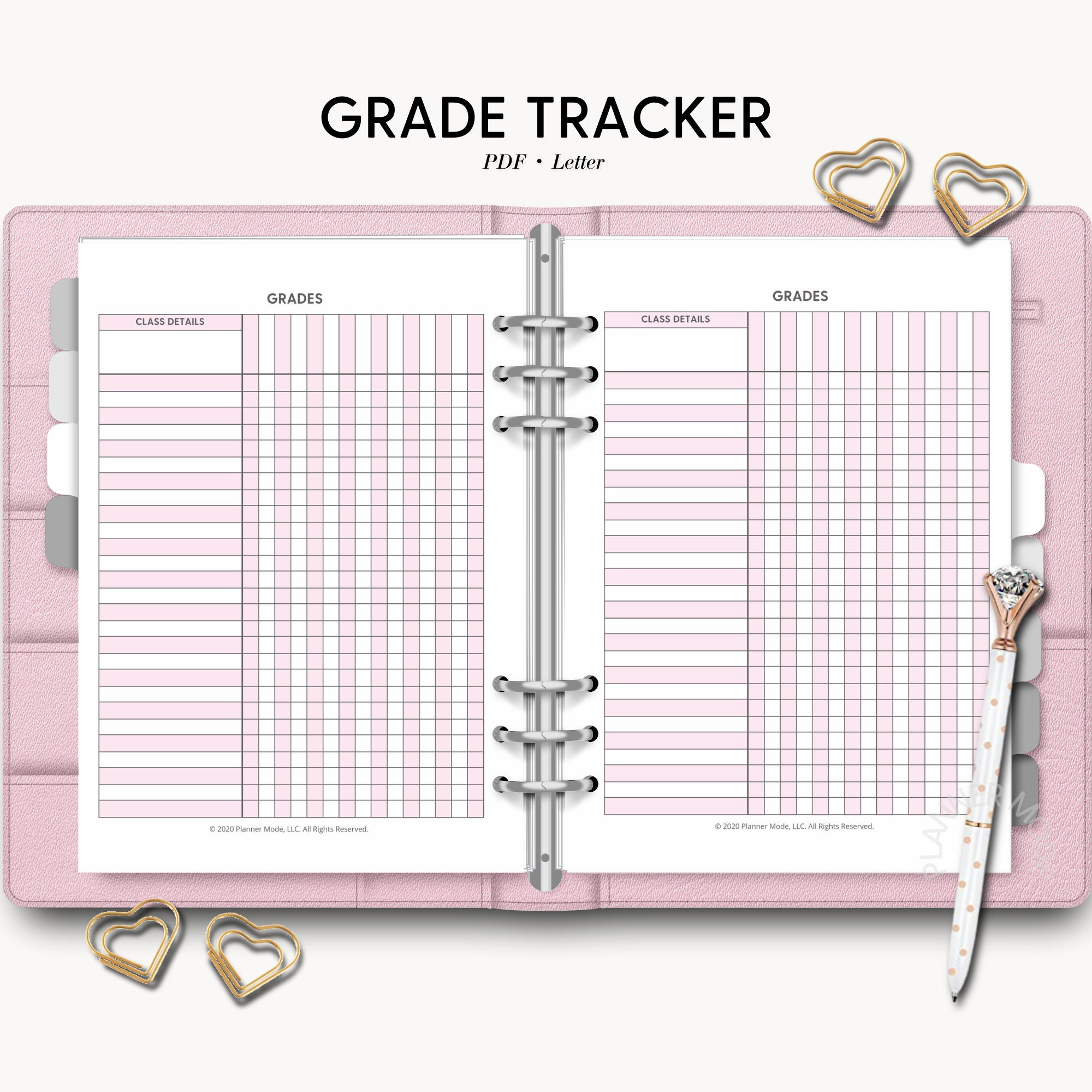 Printable Grade Book: Teacher Grading System (letter Size) (digital ...
