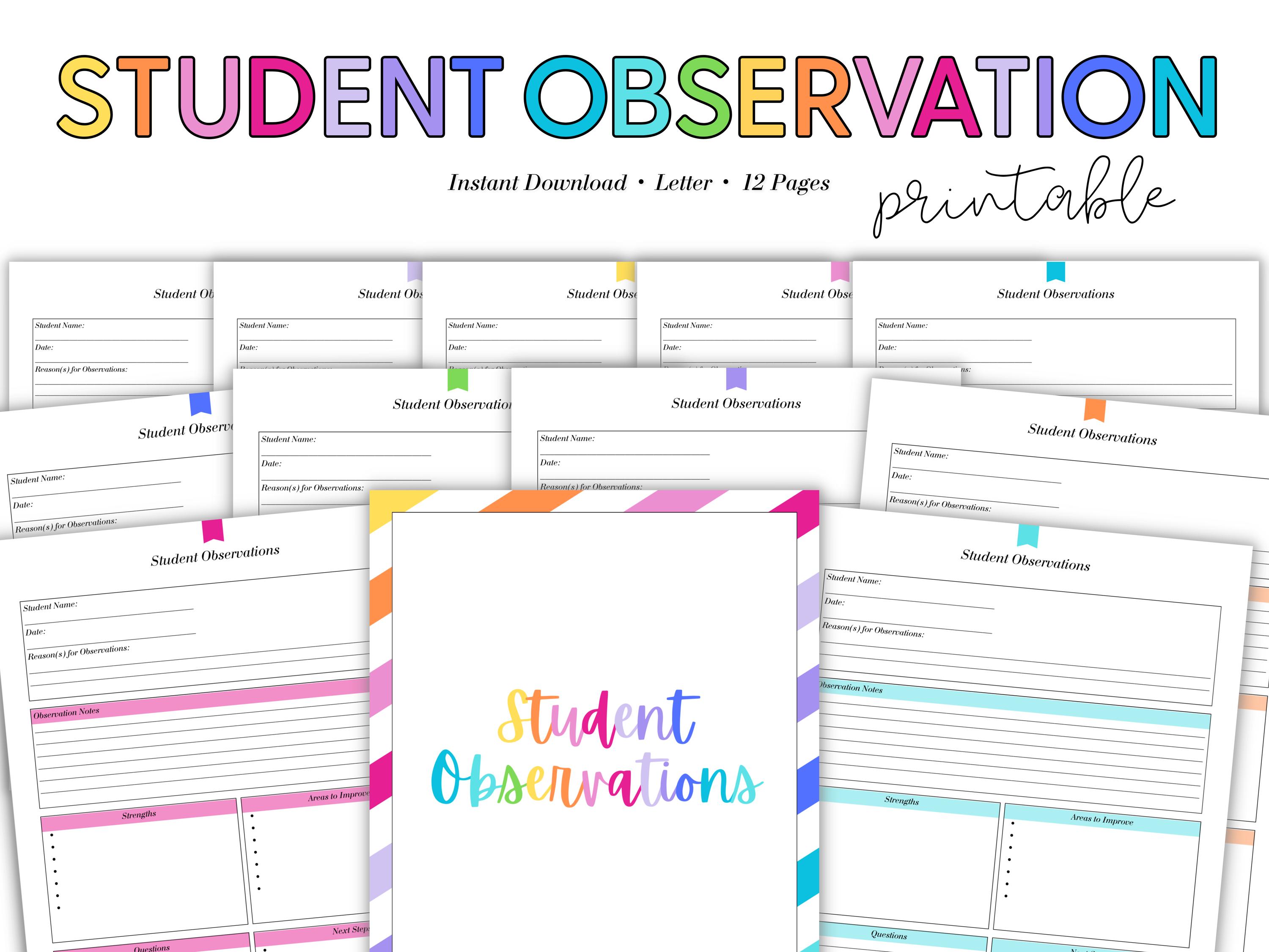 Student Observation Forms Bundle: Classroom Notes (digital Download) - Etsy