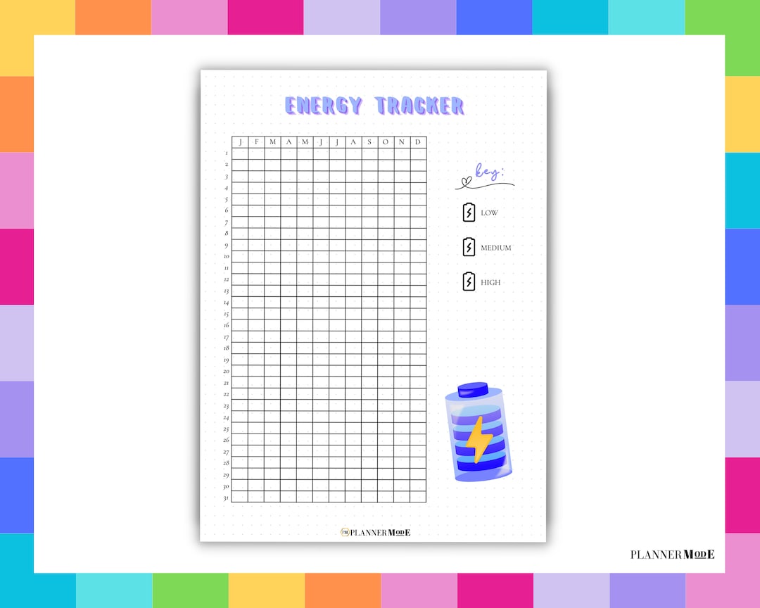 Energy Tracker, Overall Health Tracker, Energy Levels, Health Planner ...