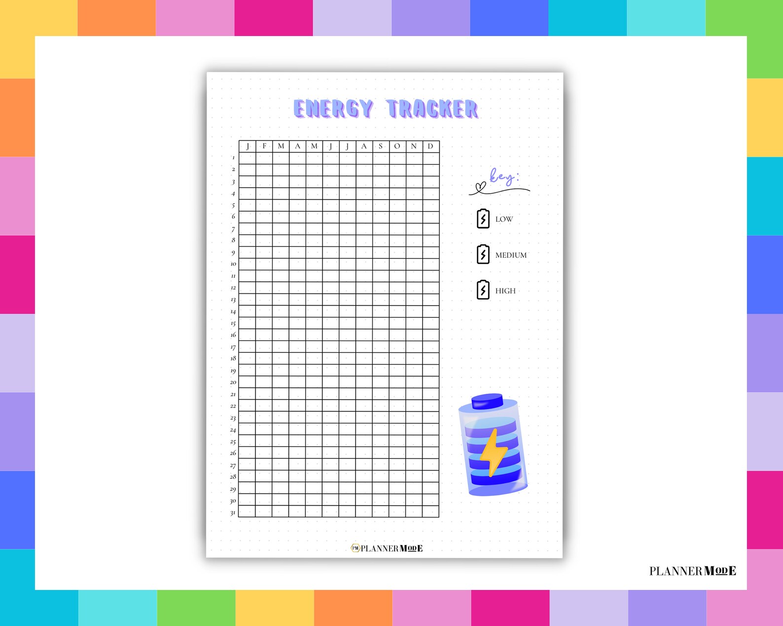 Energy Tracker, Overall Health Tracker, Energy Levels, Health Planner ...