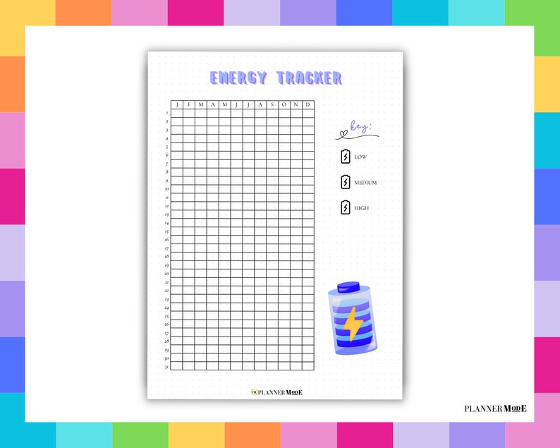 Energy Tracker, Overall Health Tracker, Energy Levels, Health Planner ...