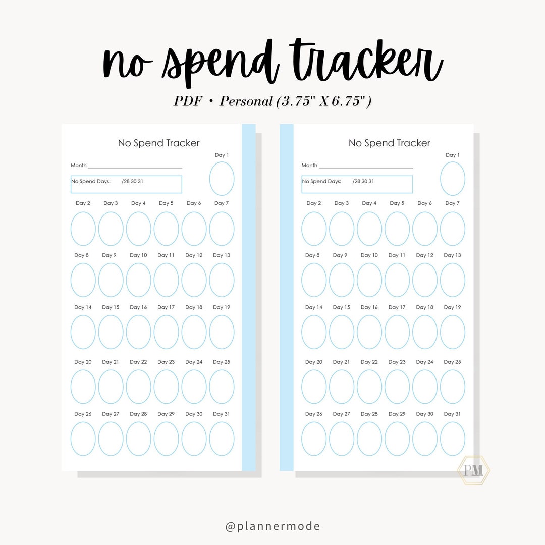 No Spend Tracker Printable: Budget Challenge, Savings Planner (personal ...