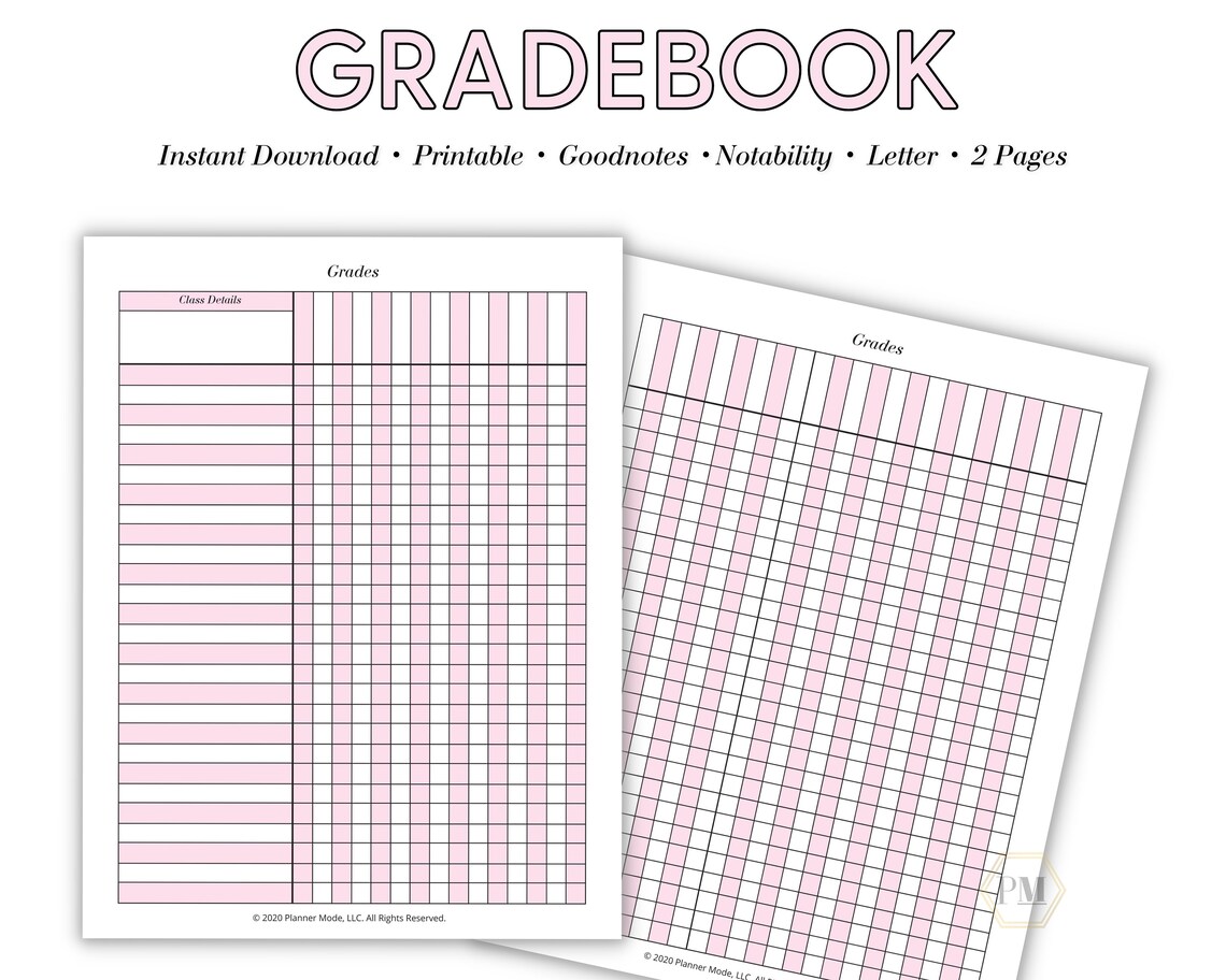 Printable Grade Book for Teachers: Student Grade Tracker (digital ...