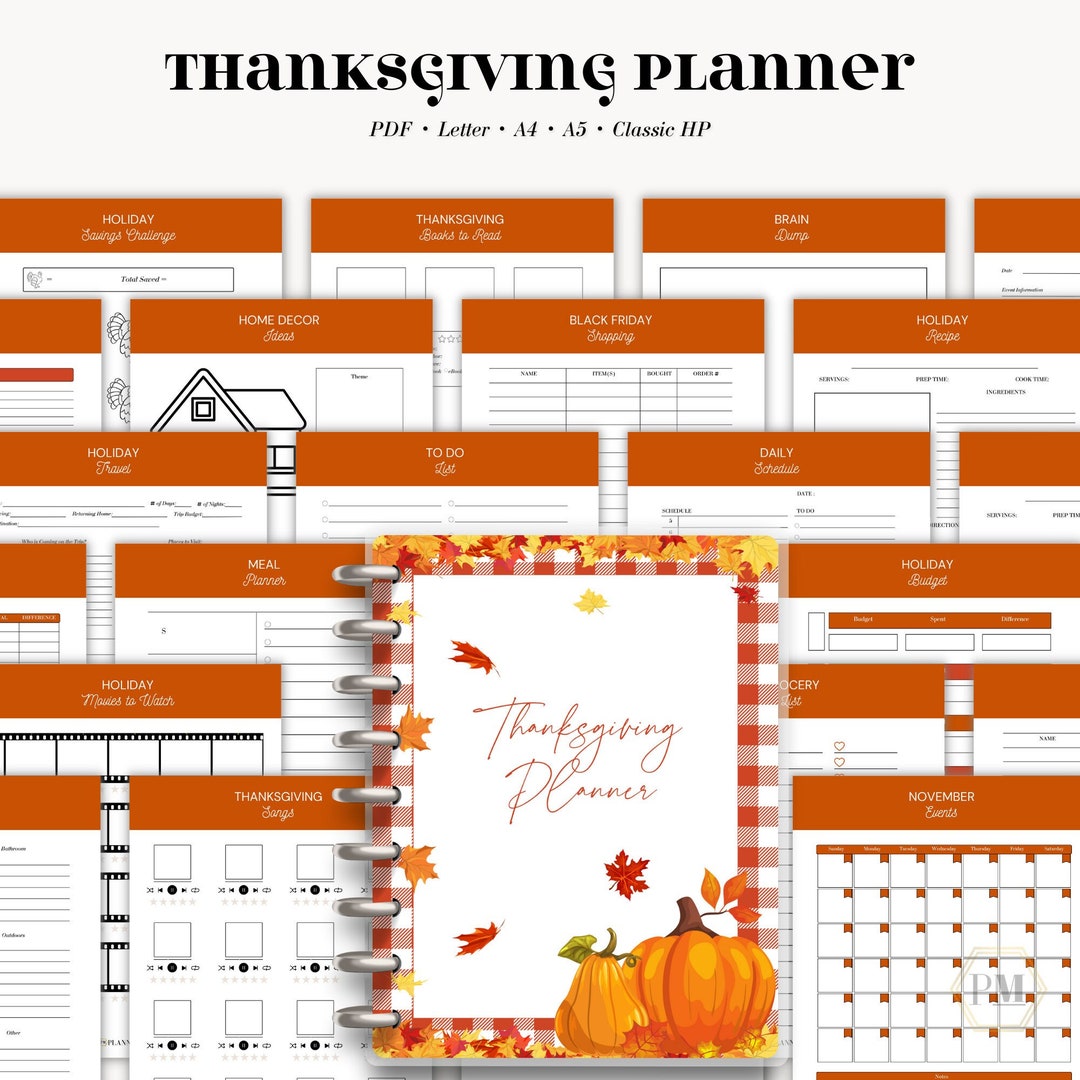 Printable Thanksgiving Binder, Thanksgiving Planner Kit, Holiday ...