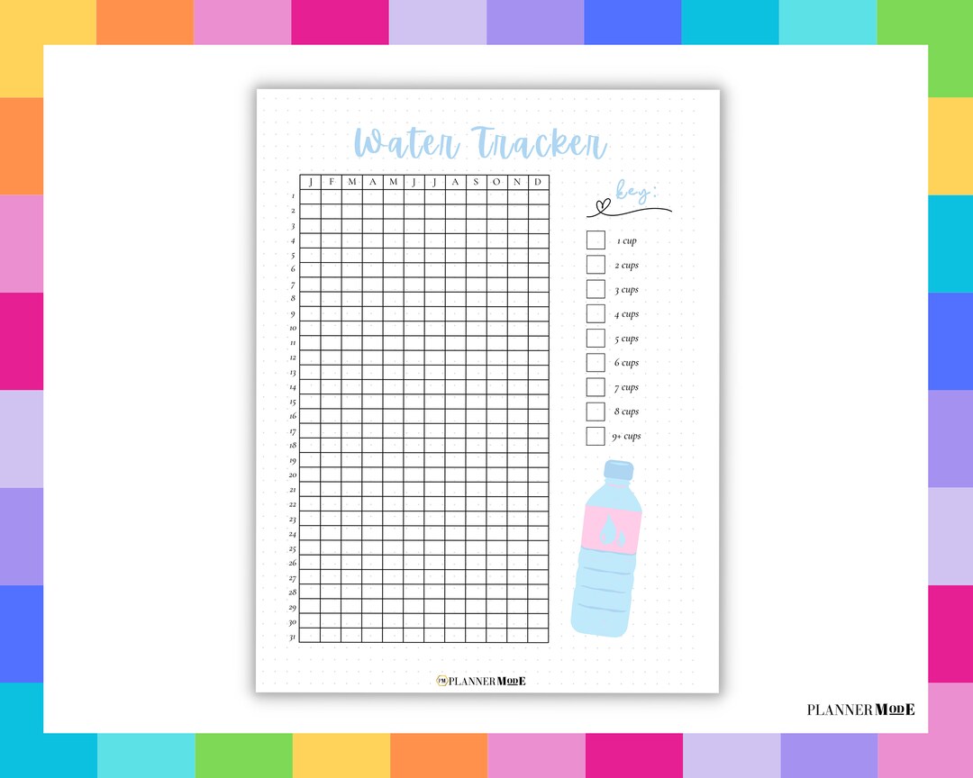 Water Tracker, Daily Water Intake, Water Log, Hydration Log, A5 Dot ...