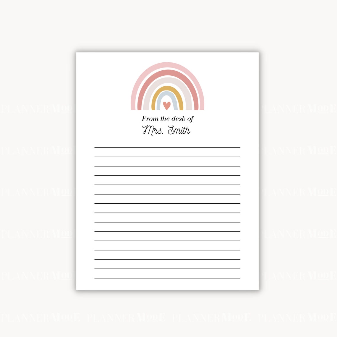 Teacher Lined Rainbow Notepad, Office Notepad, Personalized Stationary ...
