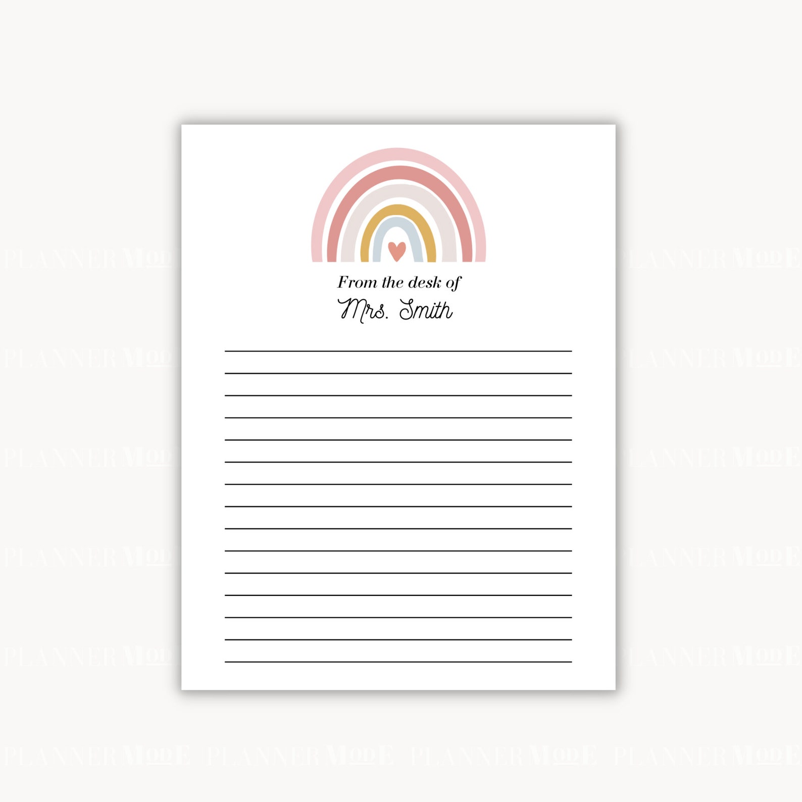 Teacher Lined Rainbow Notepad, Office Notepad, Personalized Stationary ...