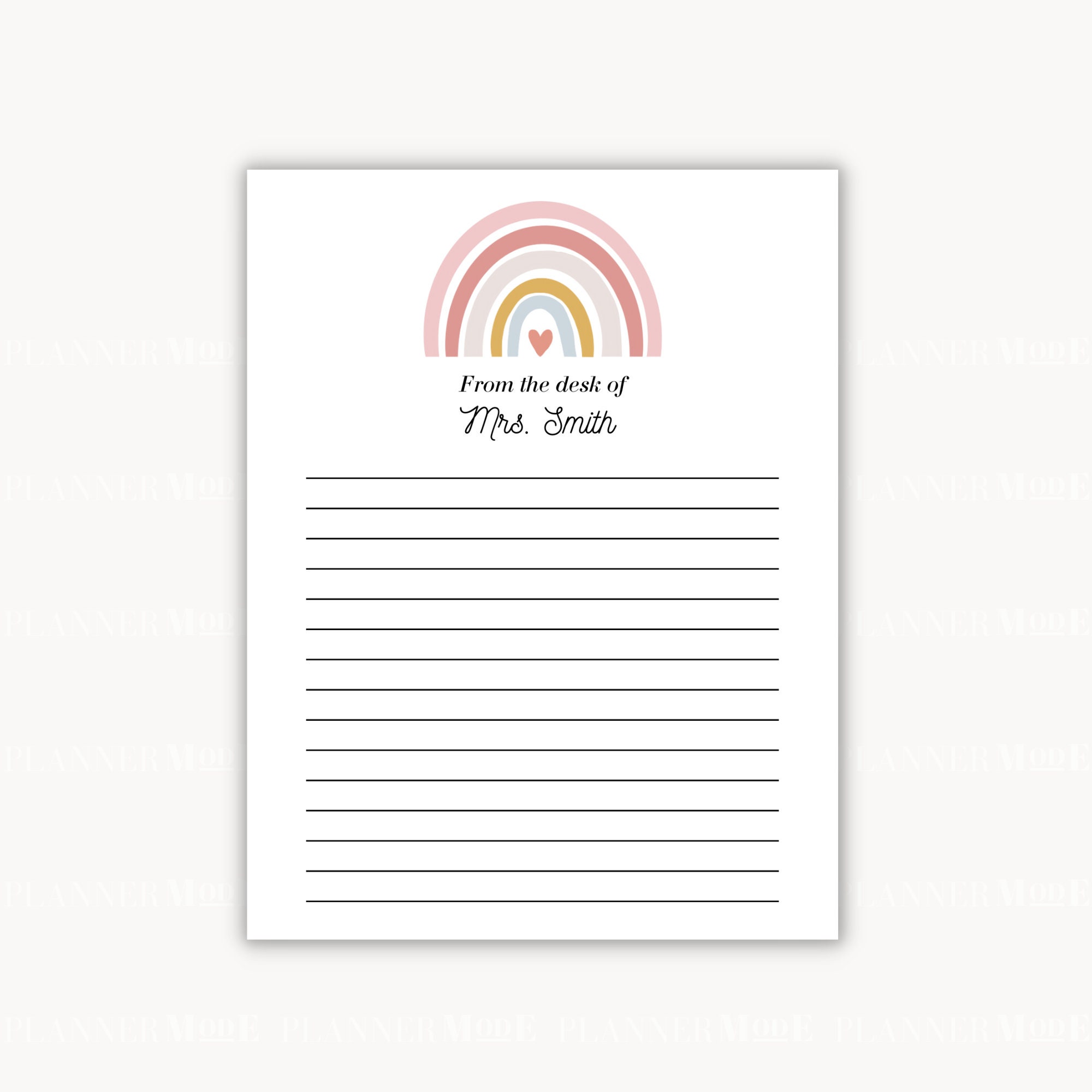 Teacher Lined Rainbow Notepad, Office Notepad, Personalized Stationary ...