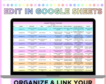 Lesson Planner Editable, Yearly Lesson Overview, Editable Teacher ...