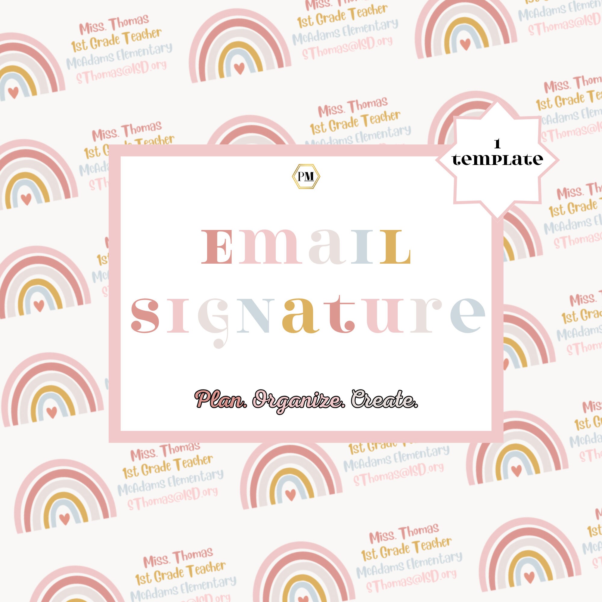 Rainbow Teacher Email Signature, Gmail Signature, Custom Email ...