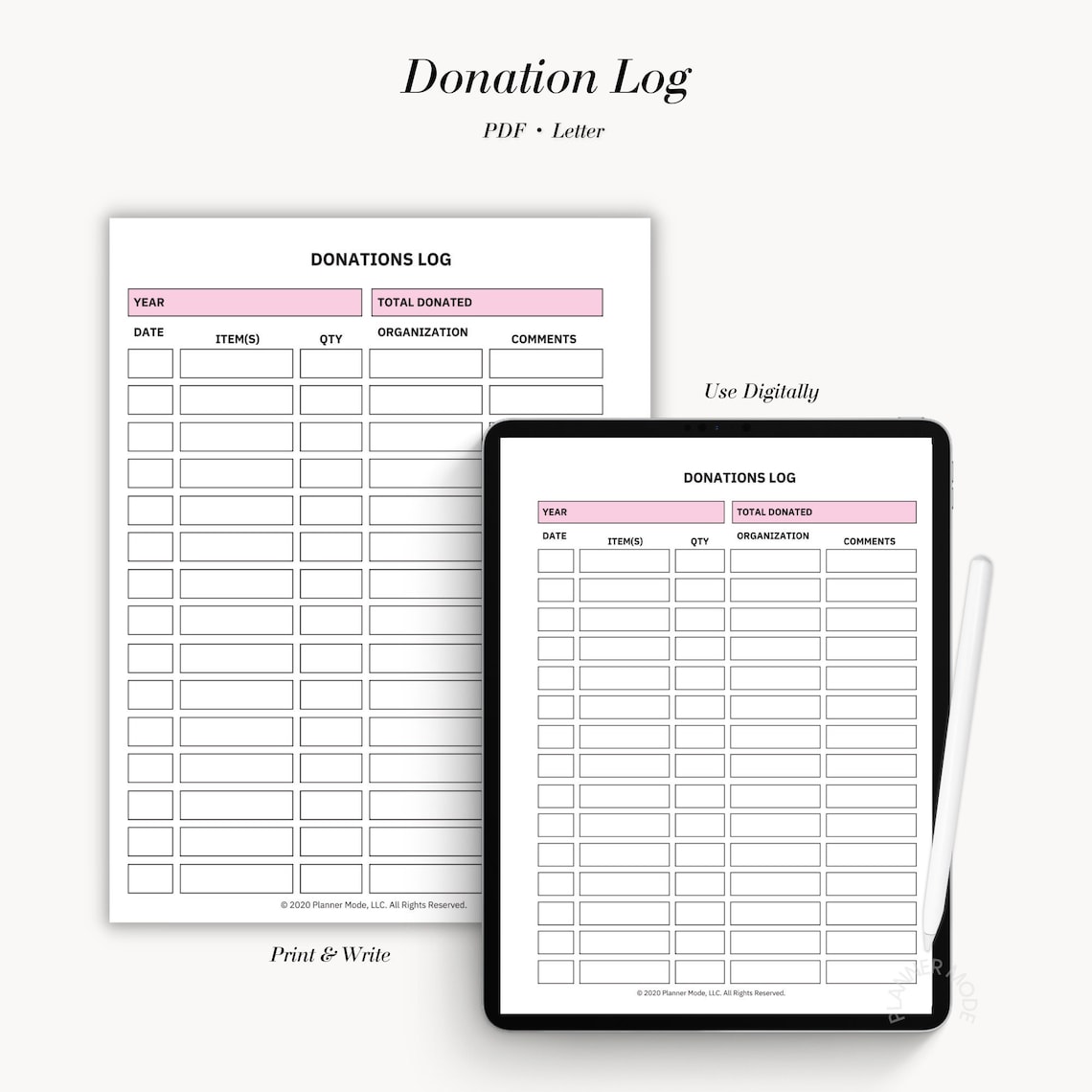 Donation Log, Donations Tracker, Printable Donation Log, Tithe Tracker ...