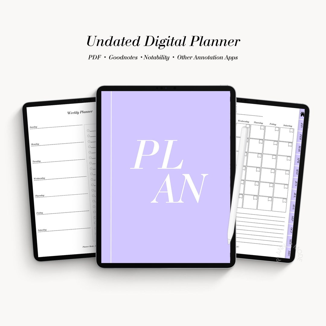 Goodnotes Planner Undated Digital Planner Monthly Digital - Etsy