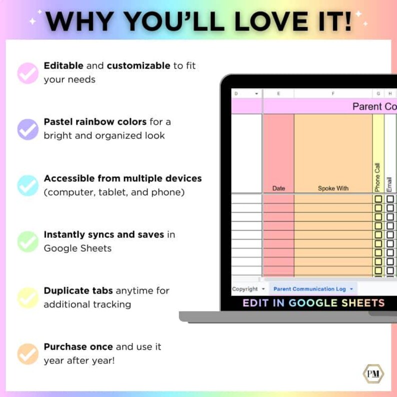 Editable Parent Communication Log, Digital Teacher Contact Tracker ...