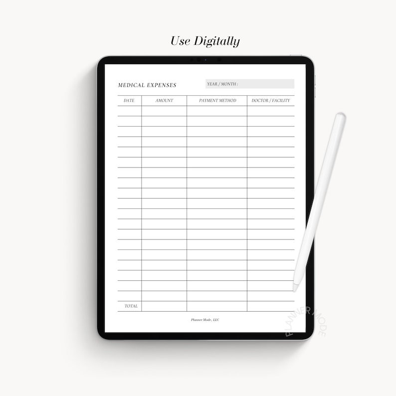 Medical Expense Tracker Printable | Health Expense Log PDF | Medical ...