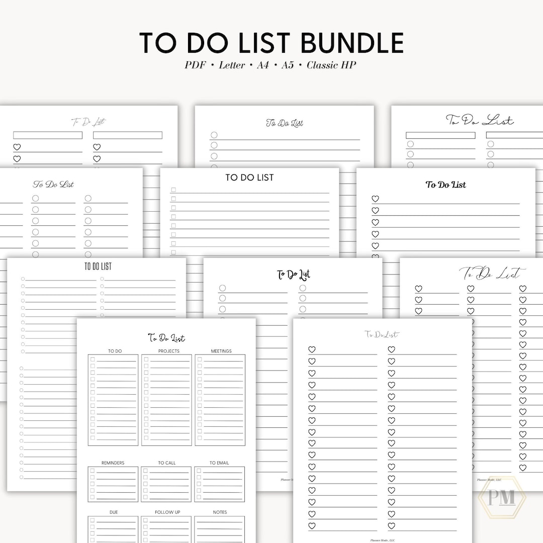 To Do Lists, Daily to Do List, Grocery List, Productivity List ...