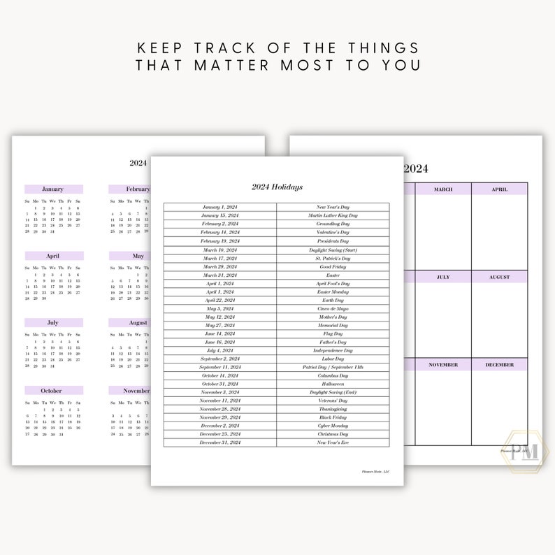 2024 Planner Printable Monthly 2024 Planner Weekly 2024 - Etsy