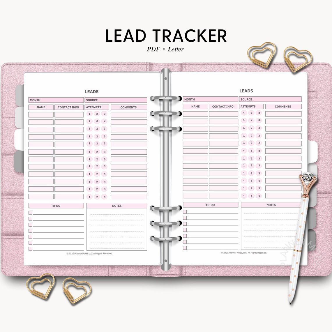 Leads Tracker Printable: Call Log, Follow up (letter Size) (digital ...