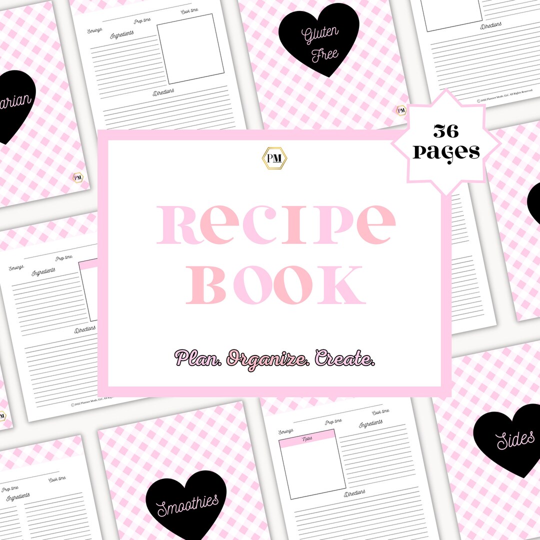 Editable Recipe Book, Editable Recipe Binder, Recipe Cookbook, Recipe ...