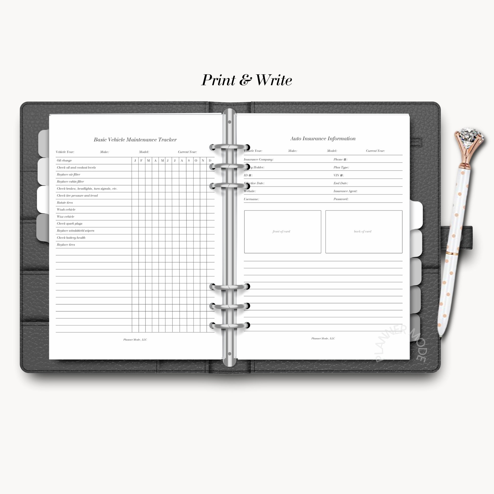 Car Maintenance Log: Vehicle Service & Repair Tracker (digital Download ...