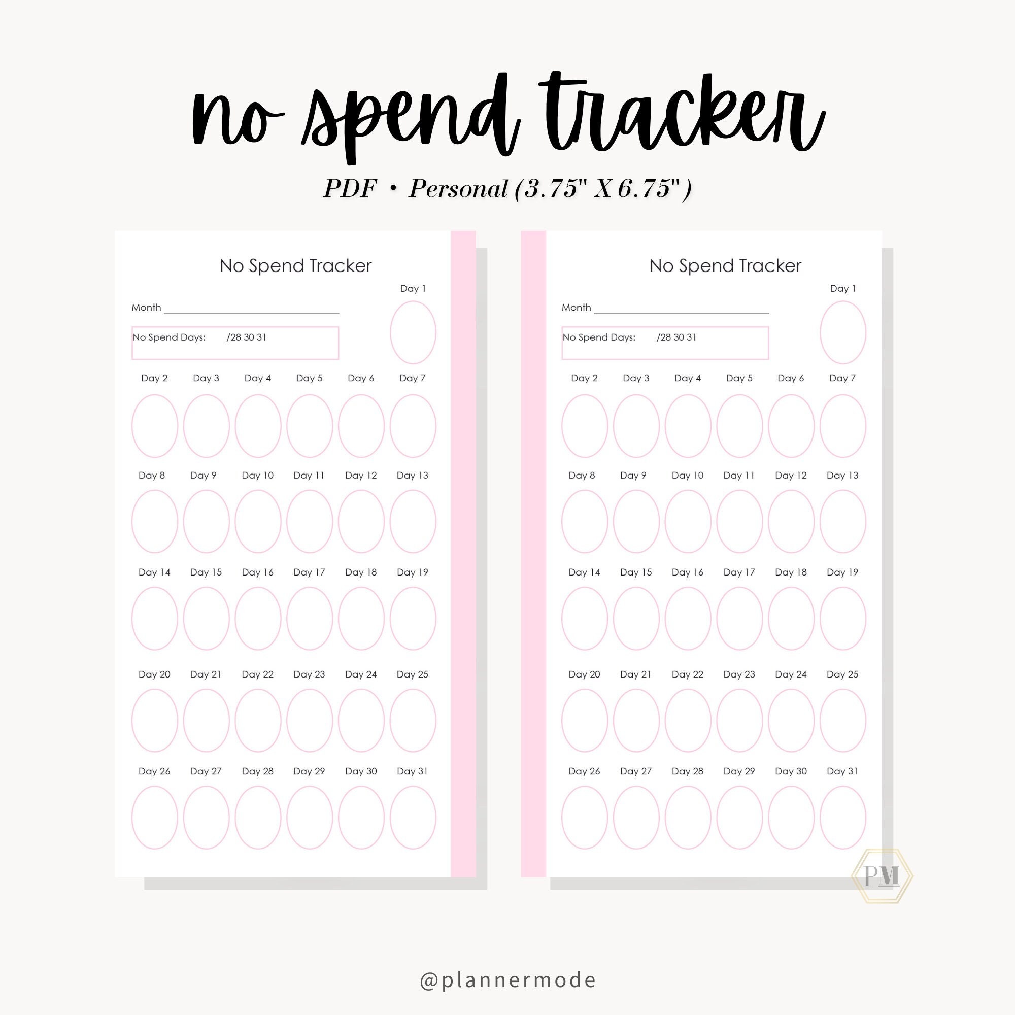 No Spend Tracker, Budget Tracker, Finance Log, No Spend Days, No Spend ...
