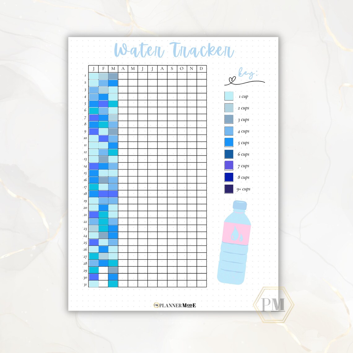 Water Tracker, Daily Water Intake, Water Log, Hydration Log, A5 Dot ...