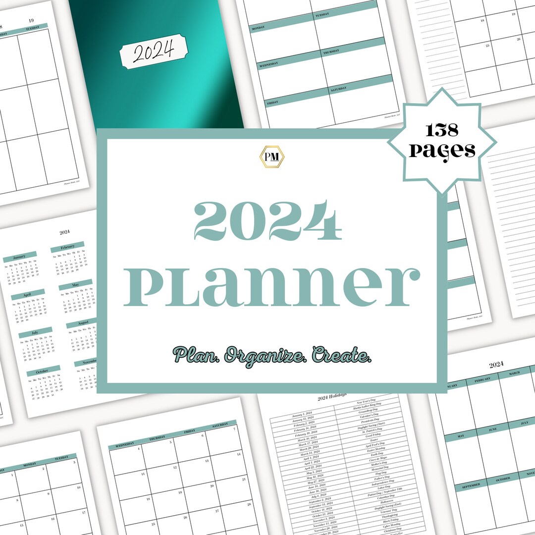 2024 Agenda, Monthly 2024 Planner, 2024 Planner Printable, Weekly 2024 ...