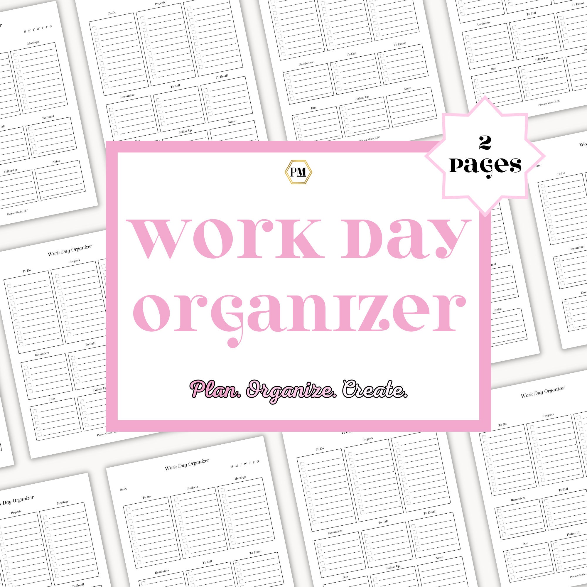 Printable Work Day Organizer, Work Projects, ADHD Planner, Daily Work ...