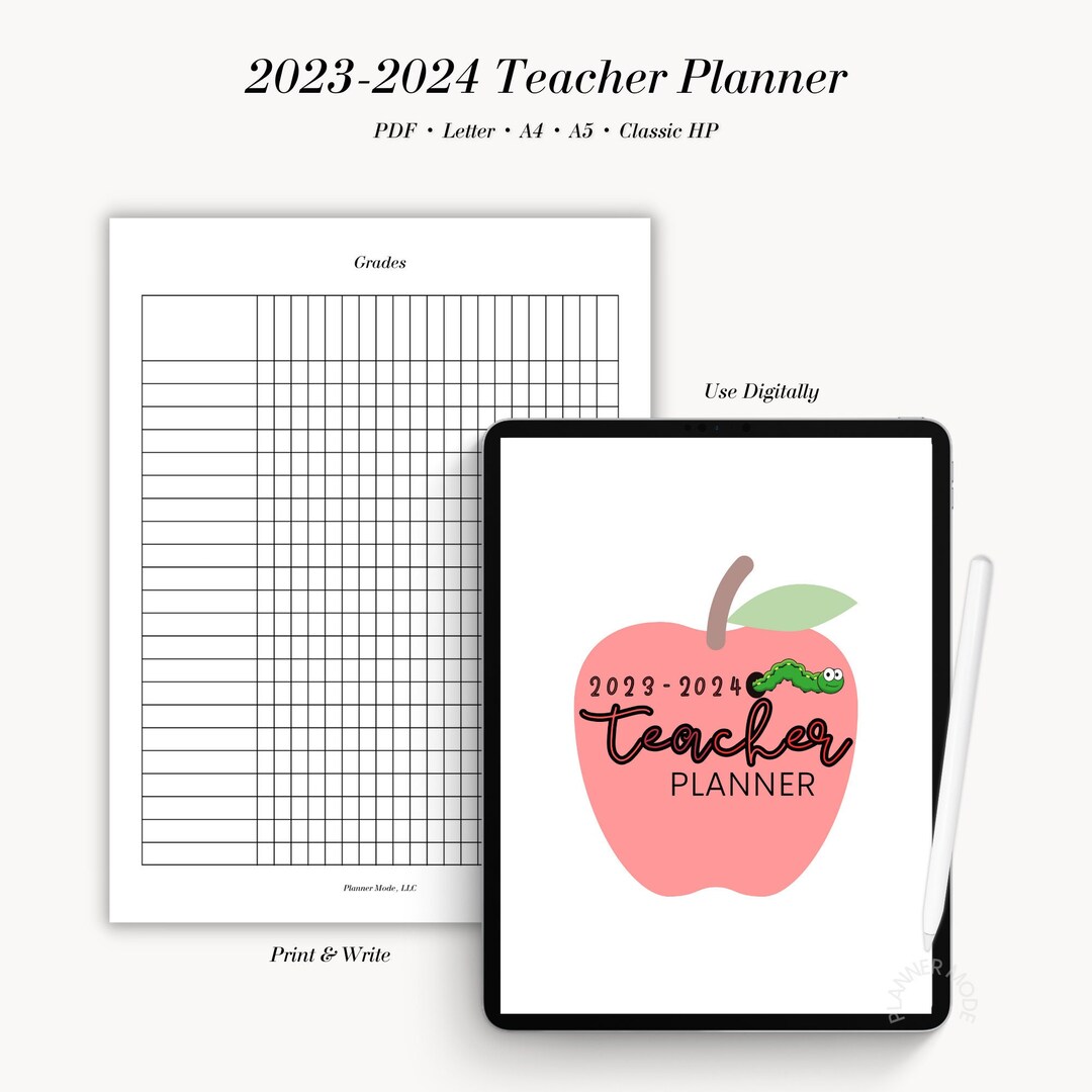 Teacher Planner 2023-2024 Teacher Gradebook Printable - Etsy
