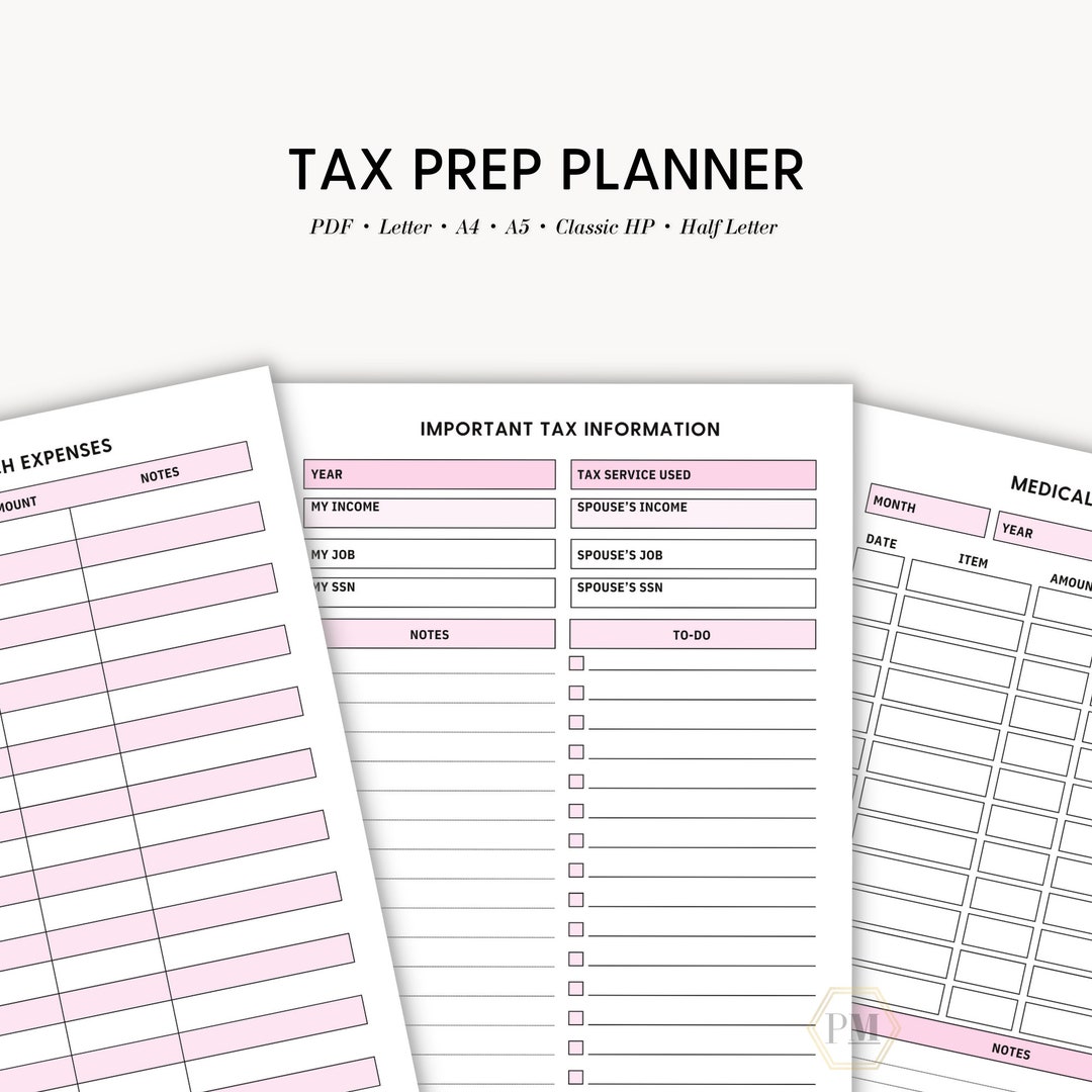 Tax Season, Tax Binder, Job Search Tracker, Job Expense Tracker, Tax ...