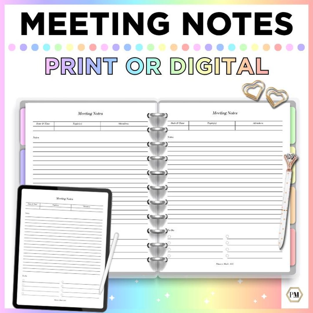 Meeting Notes, Meeting Minutes, One-on-one Meeting Notes, Meeting ...