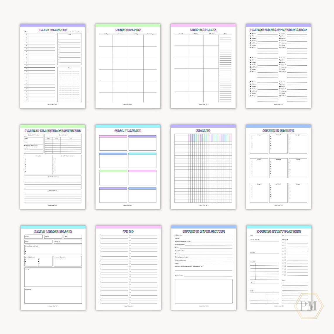 2023-2024 Teacher Planner Printable, Teacher Gradebook, Digital Teacher ...
