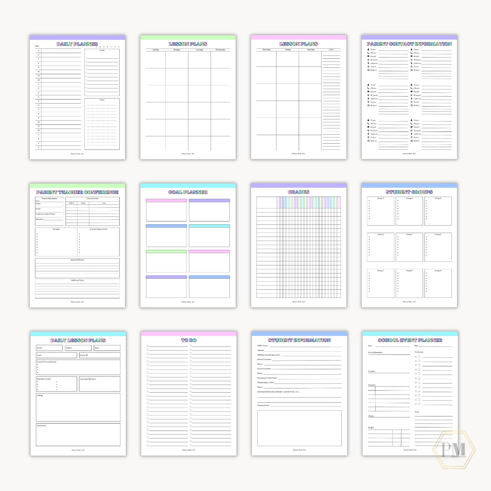2023-2024 Teacher Planner Printable, Teacher Gradebook, Digital Teacher ...