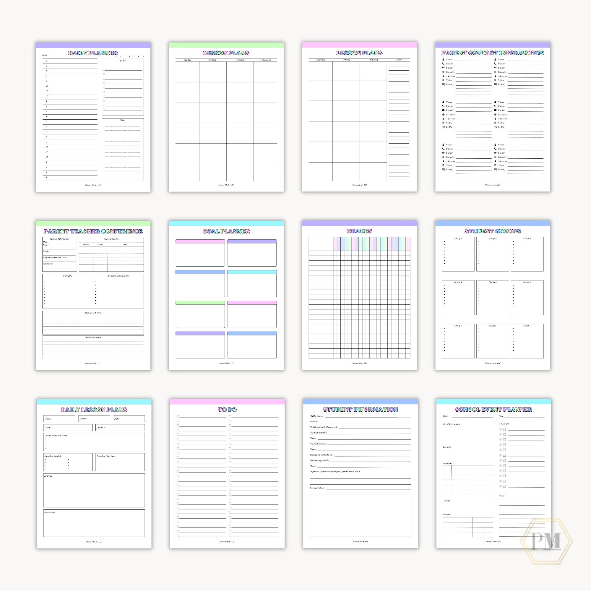 2023-2024 Teacher Planner Printable, Teacher Gradebook, Digital Teacher ...